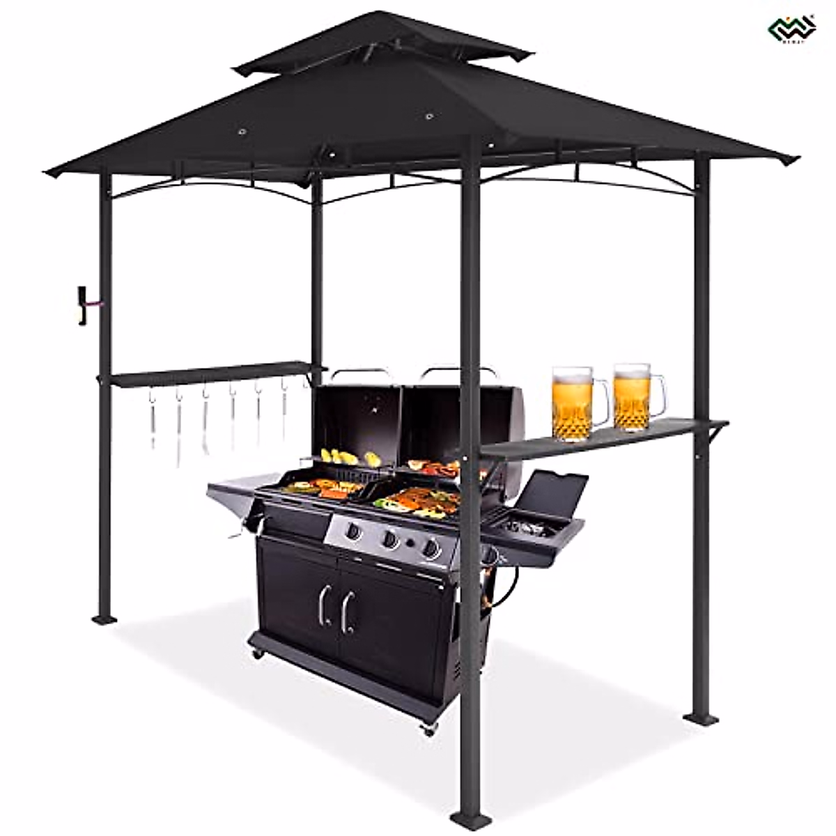 MEWAY 8x5 Outdoor Grill Gazebo Canopy, BBQ Canopy Gazebo Tent for Patio,Barbecue,Black