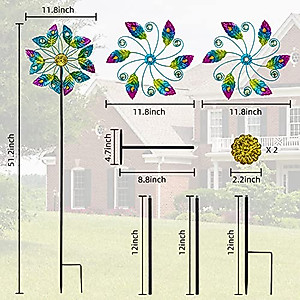 Viveta 51.2 Inch Garden Wind Spinners, Metal Wind Sculptures & Spinners Yard Spinners Outdoor Peacock Double Sided Windmill Spinner for Patio Lawn Decor