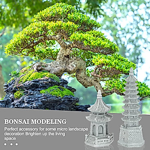 Happyyami Concrete Decoration 3pcs Pagoda Statue Model Miniature Appendix Concrete Micro Landscape Decoration