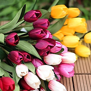 Bluelans® 9 Heads Artificial Silk Real Touch Tulips Flower Bouquet Home Room or Birthday Garden Decoration (Orange)