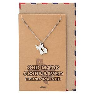 quan jewelry State Necklace, Lone Star Texas Pendant Charm, Texas Born Country Cross Inspirational Necklace - Handmade