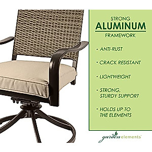 Garden Elements Bellevue Aluminum Woven Back Swivel Rocker, Taupe (Pack of 2)