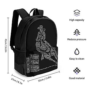 Horserace Barrel Racing Art Backpack Durable Polyester Multipurpose Anti-Theft Shoulder Bag Big Capacity Gym Outdoor Hiking Backpack With Padded Straps