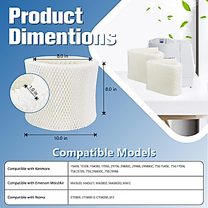 Funmit MAF2 Humidifier Wick Filter (2 Pack) Replacement Compatible with Essick Air AIRCare MoistAIR MA0800, MA0600, MA0601 and Kenmore 15408, 17006, 29706, 29988 Series Humidifiers