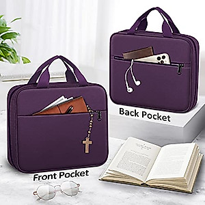 FINPAC Large Bible Cover, Carrying Book Case Church Bag Bible Protective with Handle and Zippered Pocket, Perfect Gift for Men Women Father Kids (Maroon)