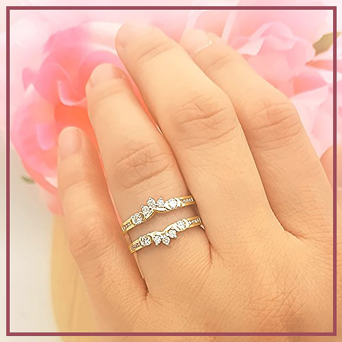 Dazzlingrock Collection Round White Diamond Wedding Enhancer Ring for Women (0.50 ctw) in 10K Yellow Gold Size 6.5