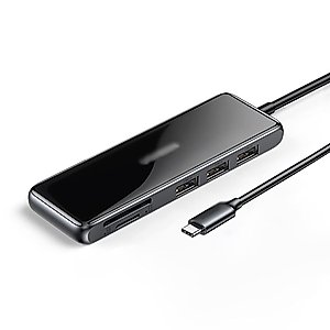 Port Expander USB-C Hub 6 in 1 Multiport USB-C Docking Station with 4K HDMI, 3 USB 3.0 Ports, SD/TF Card Reader, USB Splitter Adapter USB Splitter