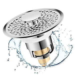Universal 1.06~1.26 Inch Stainless Steel Bathroom Sink Stopper Anti Clogging Bathtub Drain Stopper with Filter Basket, Bounce Bullet Type Sink Plug for 1-1/4'' Sink Drain