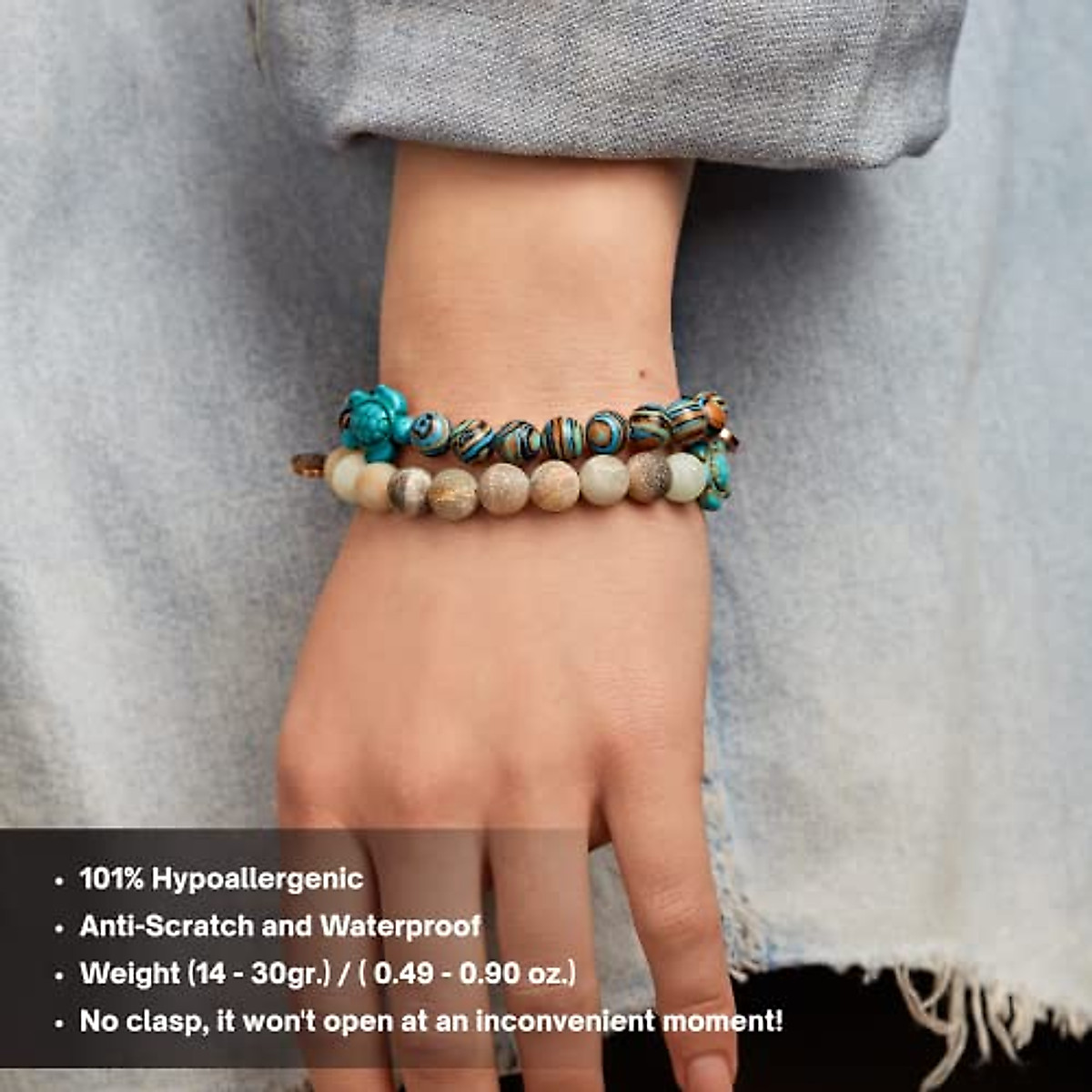 POLLDAN Sea Turtle Bracelet | Sea Turtle Gifts For Women | Turtle Bracelet Turquoise | Charm Beaded Bracelets | Chakra Bracelets | Womens Jewelry | Beads Adjustable Bracelet | (Sand)