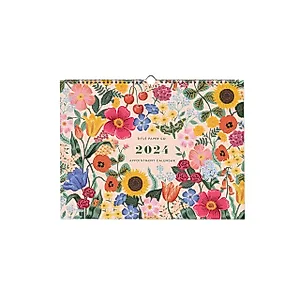 RIFLE PAPER CO. 2024 Appointment Calendar | 12 Month Dated Calendar, Space for Daily Engagement and Monthly Notes, Double Spiral with Center Notch for Easy Hanging (12" L x 16" W), Blossom