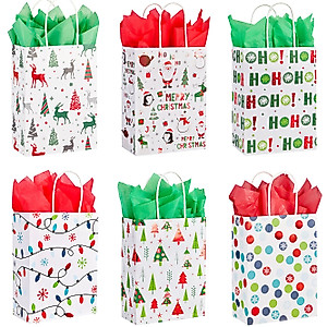 SUNCOLOR 30 Pack Small Christmas Gift Bags With Tissue paper