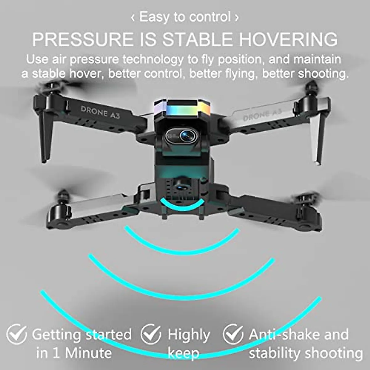 Drone with Camera, Remote Control Foldable Drone with Dual 4K HD FPV Camera - Altitude Hold, Headless Mode, One Key Start Speed Adjustment, Trajectory Flight, Birthday Gifts for Boys Girls #C