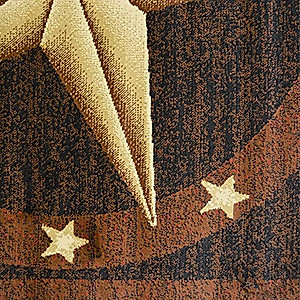 Rustic Lodge, Texas Star Area Rug, 5'3" W x 7'3" L, Black 3683