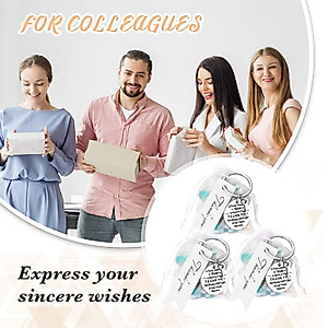 Kigeli 72 Pcs Thank You Gifts Bulk for Employee Appreciation Gifts 24 Coworkers Inspirational Keychains 24 White Organza Bags 24 Thank You Cards for Coworker Social Worker Christmas Favors