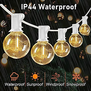 25Ft LED Outdoor String Lights Christmas, G40 Globe Patio String Lights Waterproof with 27 Shatterproof LED Bulbs, Hanging Christmas Decorations Lights for Backyard Porch Garden Bistro Party- White