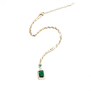 CKHAO Pendant Necklace for Women - Green Zircon Pendant 16''+2'' 18K Gold Plated Chain Women Jewelry HN1665