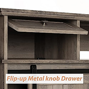 LGHM Entertainment Center, Farmhouse TV Stand for 65 inch TV, 58" Wood TV Stand with Sliding Barn Door, Tall TV Console and Ideal Media Storage with Flip Drawers, Wash Gray