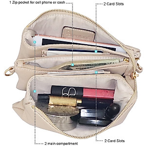 B BRENTANO Vegan Leather Multi-Pocket Crossbody Purse/Clutch with Card Slots, Removable Wristlet & Adjustable Shoulder Strap (Leopard Black)