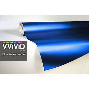 VViViD Blue Satin Chrome Vinyl Wrap Stretch Conform DIY Easy to Use Air-Release Adhesive (1ft x 5ft)