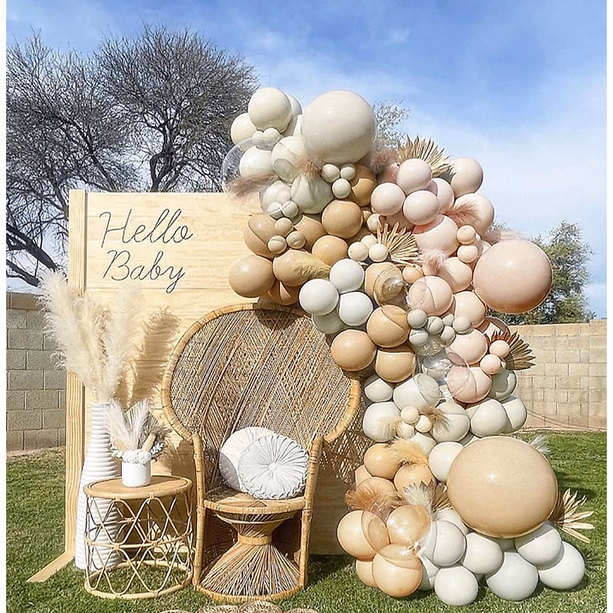 Double Stuffed White And Beige Balloons Garland Blush Ivory Apricot Balloons Cream White Sand Balloons Arch Kit For Boho Party Baby Shower Netural Gender Reveal Birthday Baptism Decorations