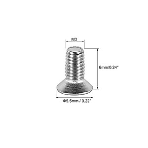 uxcell M3x6mm Flat Head Machine Screws, Phillips Cross Screw, 304 Stainless Steel, Fasteners Bolts 100Pcs