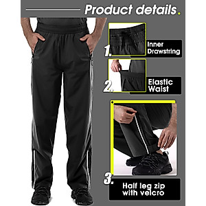 33,000ft Men's Rain Pants Waterproof Rain Over Pants Windproof Lightweight Outdoor Rain Pants for Work Golf Hiking Fishing Black