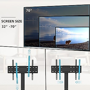 TV Floor Stand with Power Outlet & AV Shelf Universal Tall Corner TV Stand for 32-70 inch TV Viewing Angle Adjustment Height Adjustment Max VESA 600 * 400 Black