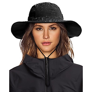 Womens Winter Waterproof Bucket Hat Warm Fleece Lined Rain Hat UPF50+ Mens Outdoor Adventure Research Hiking Safari Cap Black