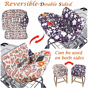 Shopping Cart Cover for Baby Grocery Cart Cover for Baby boy and Baby Girl, High Chair Cover for Baby and Toddler, Baby Registry Gift - Waterproof - Extra Large - Cotton - Double Sided (Pink)