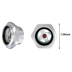 3/4inch NPT Air Compressor Oil Sight Glass 1'' OD Male Thread Aluminum Alloy Hex Oil Level Sight Glass Window Oil Liquid Level Gauge For Air Compressor Gearbox Pump Tank(3/4''NPT-2pcs)