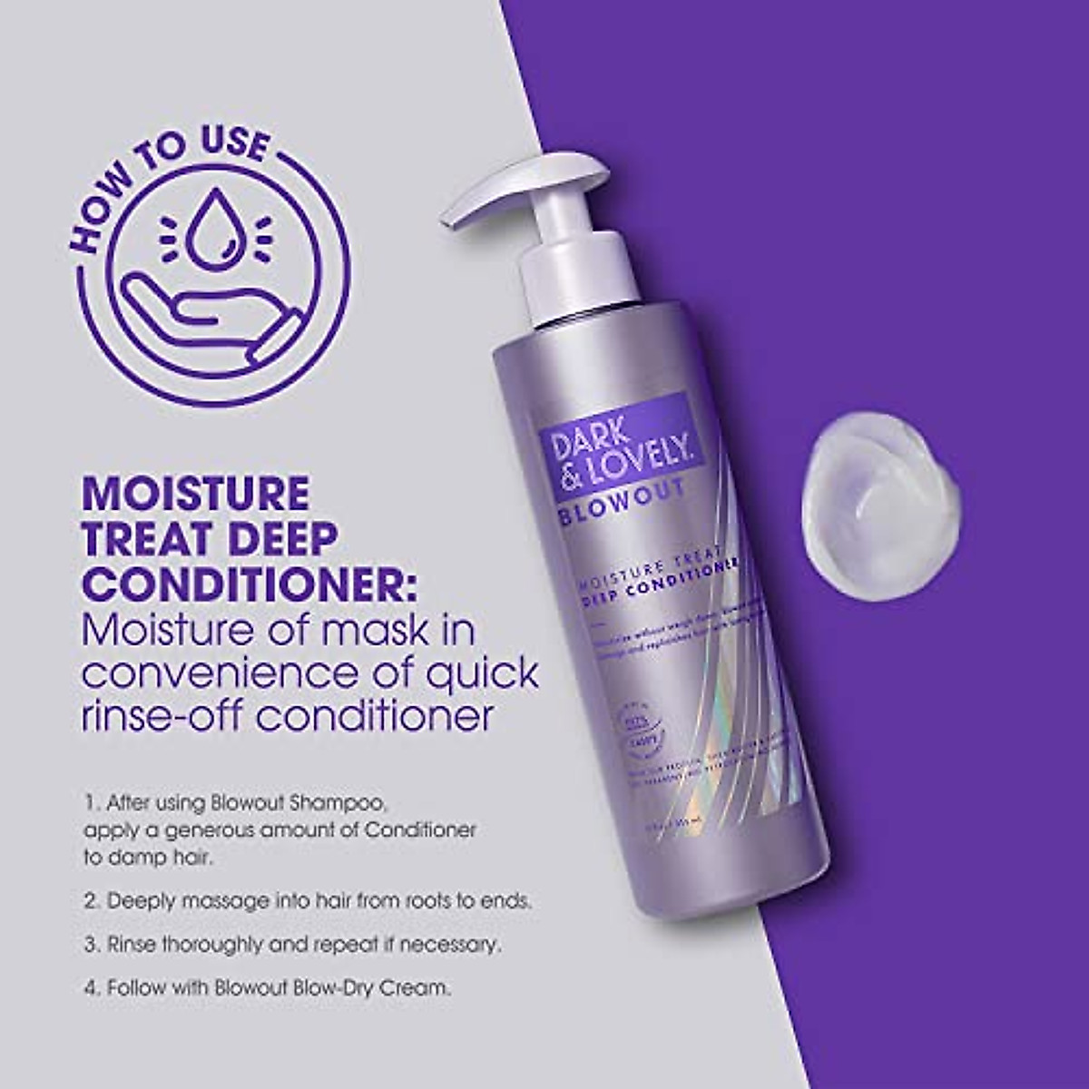 SoftSheen-Carson Dark and Lovely Blowout Moisture Hair Mask & Deep Treatment Conditioner with Castor Oil, For All Hair Types Including Curly, 12 fl oz