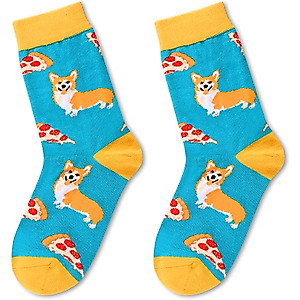 HAPPYPOP Novelty Silly Big Boys Socks Kids Corgi Socks, Funny Gifts for Teen Boys Corgi Gifts 7 to 10 Years