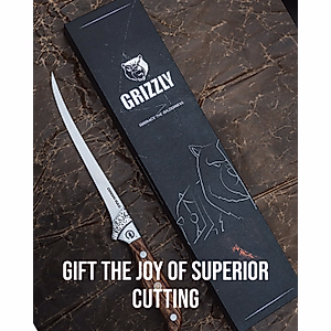 The Cooking Guild Fillet Knife - 7 Inches - Grizzly Series - High Carbon Stainless Steel Boning Knife - Rosewood Handle Knife Filet - Deboning Knife Filet for Meat & Fish