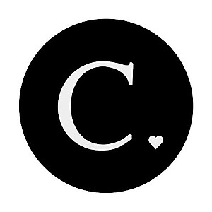 Heart, White Letter C Initial Monogram, Black, Minimal, Cute PopSockets PopGrip: Swappable Grip for Phones & Tablets