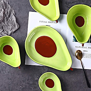 Garneck Ceramic Avocado Shaped Shaped Serving Plate Ceramic Sauce Dish Dip Bowls for Fruits Salads Dessert Appetizers