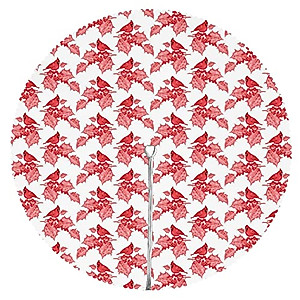 Cardinal Bird Pattern theme Outdoor Tablecloth Water Resistant Spillproof Table Cover with Zipper Umbrella Hole for Patio Garden Tabletop Decor,for outdoor umbrella table(60" Round,Dark Coral White)