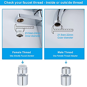NSF Certified Faucet Aerator, CUPC Certification 360° Swivel Kitchen Sink Aerator, Dual-function 2-Flow Sprayer Faucet Head, Faucet Replacement Part 55/64 Inch Female Thread - Chrome