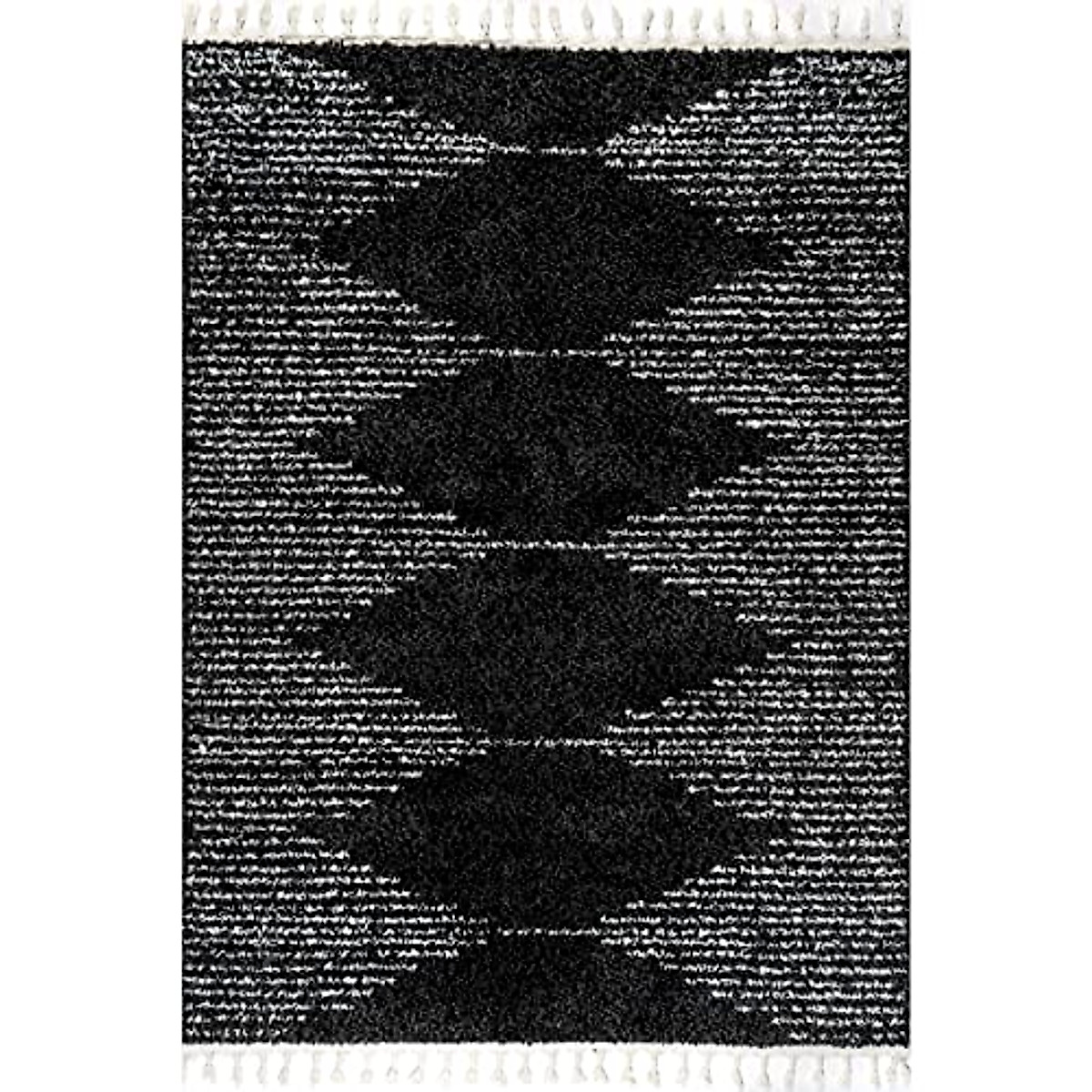 nuLOOM Sadie Moroccan Diamond Tassel Shag Area Rug, 3' x 5', Black