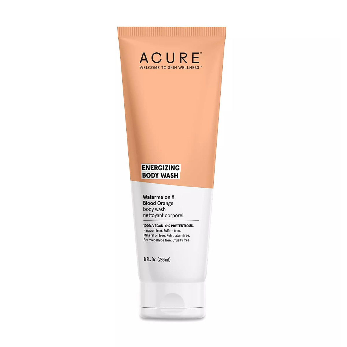 Acure Energizing Body Wash | 100% Vegan | With Watermelon Seed Oil, Mandarin Orange, Argan Oil and Aloe Vera - 8 oz