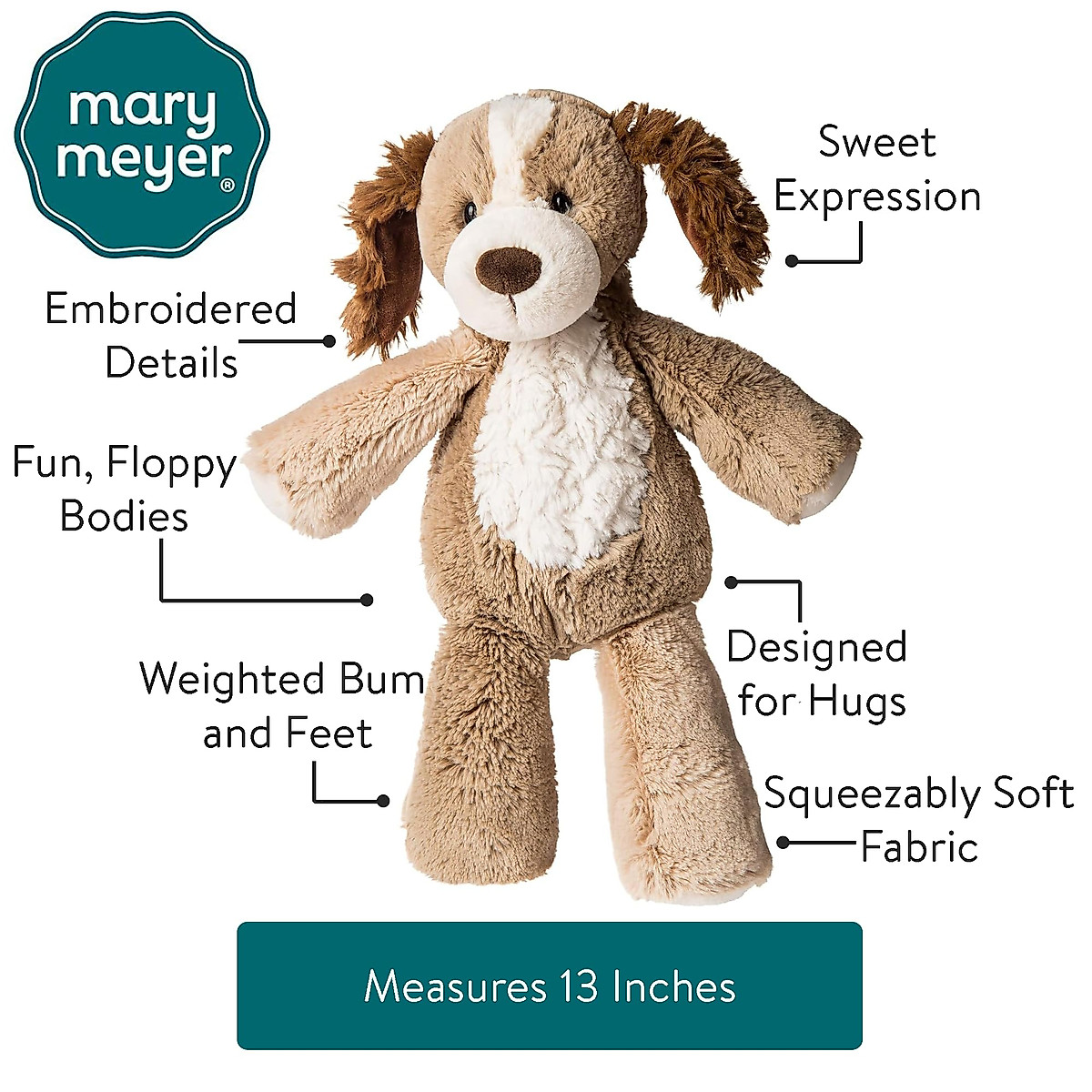 Mary Meyer Marshmallow Zoo Stuffed Animal Soft Toy, 13-Inches, Parker Puppy