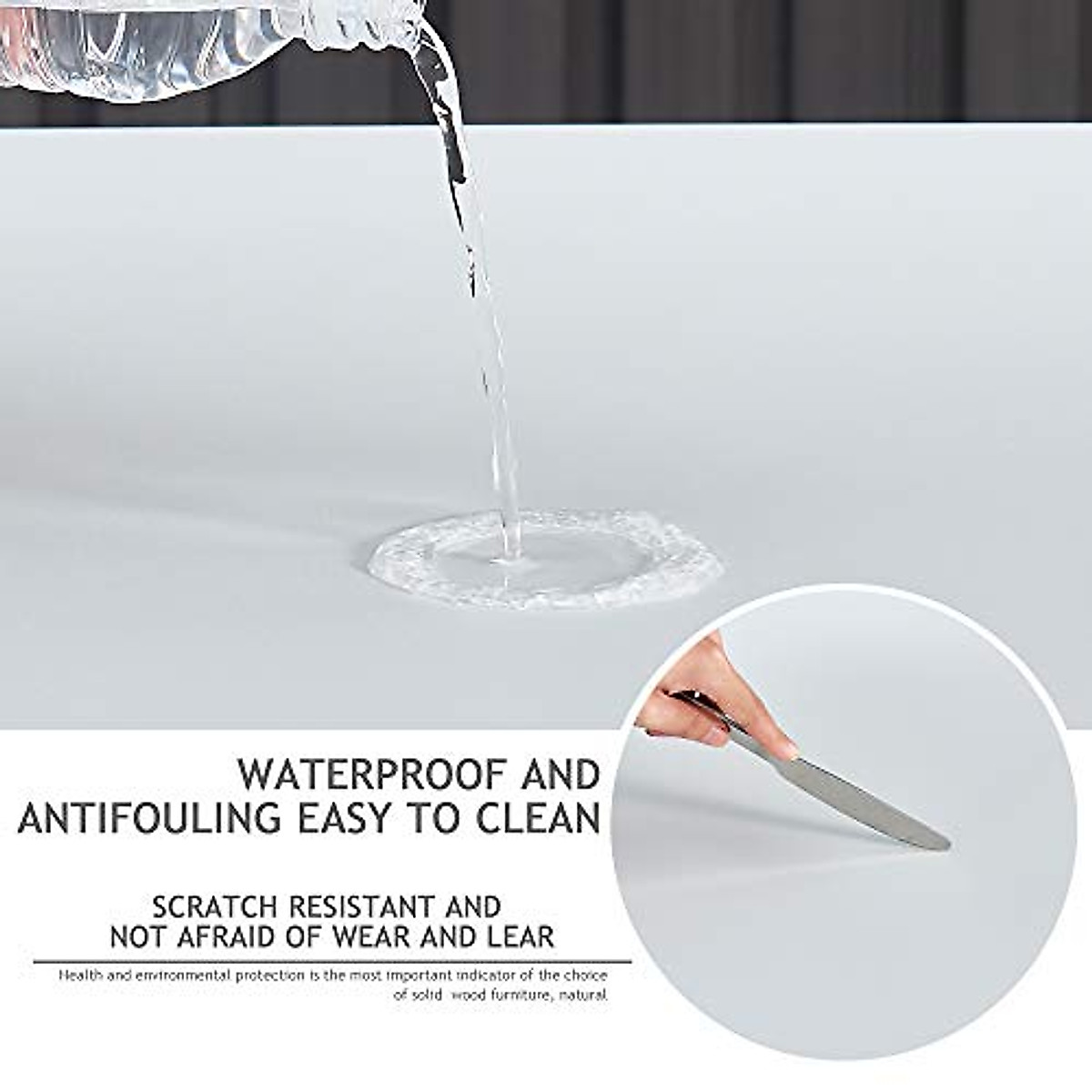 Hommoo Rectangle Dining Table Modern Kitchen Table Tea Coffee Table with White MDF Top and Wood Legs for Kitchen and Dining Room