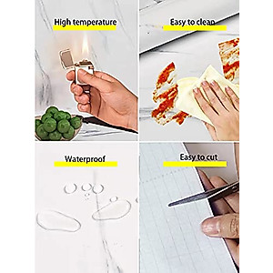 Glossy Marble Paper Granite Gray/White Wallpaper Peel and Stick Wallpaper Self Adhesive Removable Wallpaper 15.8″ ×197″ Waterproof Countertop Paper for Cabinet Countertop Furniture Kitchen Viny Film