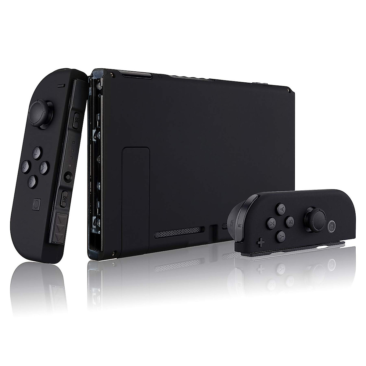 eXtremeRate Black Front Back Plate for Nintendo Switch Console, NS Joycon Handheld Controller Housing with Full Set Buttons, Full Set Replacement Shell for Nintendo Switch - Switch NOT Included