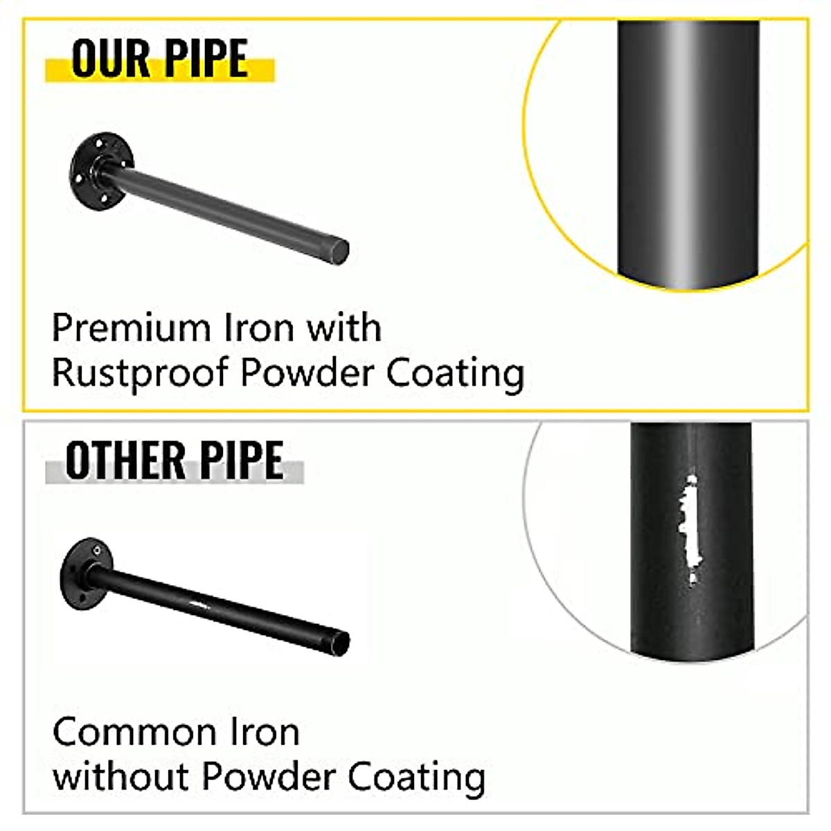 VEVOR Industrial Pipe Shelves 5-Tier Wall Mount Iron Pipe Shelves 2 PCS Pipe Shelving Vintage Black DIY Pipe Bookshelf Each Holds 44lbs Open Kitchen Shelving for Bedroom & Living Room W/Accessories