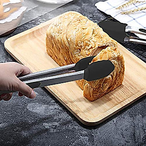 KUFUNG Silicone Kitchen Tongs, Serving Tongs for cooking, High Heat Resistant to 480°F, Stainless Steel Metal Food Tongs with Non-Stick Silicone Tips (9 inch, Black)