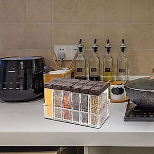 TOPZEA 12Pcs Spice Shaker Jars, Travel Seasoning Box with 2-in-1 Lids Empty Condiment Set Plastic Seasoning Storage Container Dispenser for Spice, Salt and Pepper, Clear