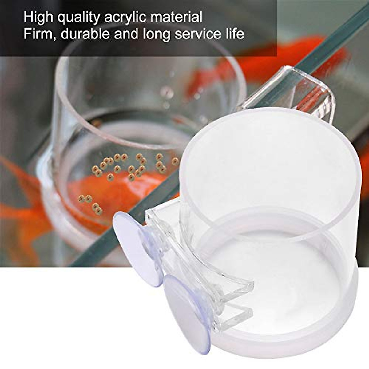 Fish Tank Suction Cup Feeder Acrylic Transparent Fish Ring Food Feeder Clear Fish Feeding Ring with Anti-Collision Strip for Aquarium Fish Tank