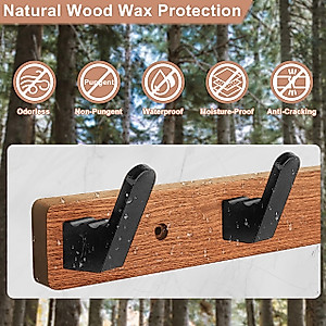 IBosins Coat Hooks Wall Mounted Coat Rack, 16.7'' Long, Entryway Hanging Coat Rack, Metal Wood Coat Rack with 5 Black Literary Rustic Hooks, Decorative Hooks Rail for Coat, Bag, Towel, Hat