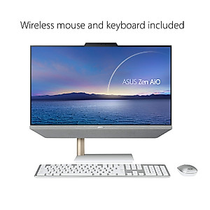 ASUS Zen AiO 24, 23.8” FHD Touchscreen Display, AMD Ryzen 7 5825U Processor, 16GB DDR4 RAM, 512GB SSD, Windows 11 Home, Kensington Lock, Wireless Keyboard andMouse Included, White, M5401WYA-DH704T