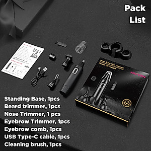 AREYZIN Nose Hair Trimmer 3-in-1 Versatile Rechargeable Ear and Nose Trimmer for Men&Women Painless Electric Shaver Grooming Kit for Ear Beard Facial Pubic Hair Wet Dry Use